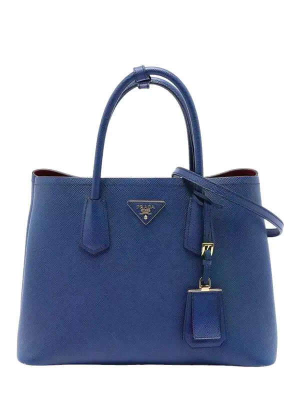 Prada Medium Saffiano Cuir Double Satchel - Blue
