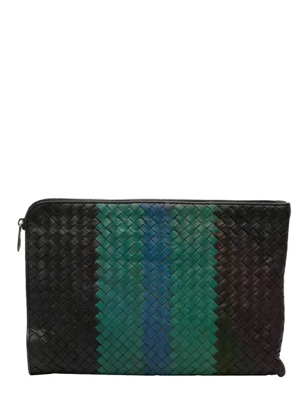 Bottega Veneta Tricolor Nappa Intrecciato Clutch Bag - Black