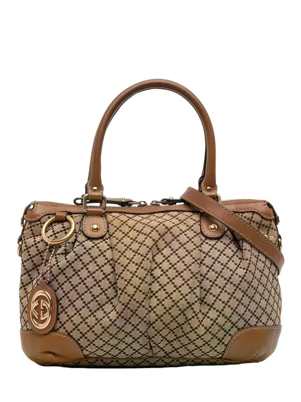 Gucci Diamante Canvas Sukey Satchel - Brown