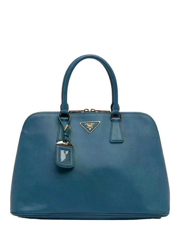 Prada Large Saffiano Lux Promenade Satchel - Blue