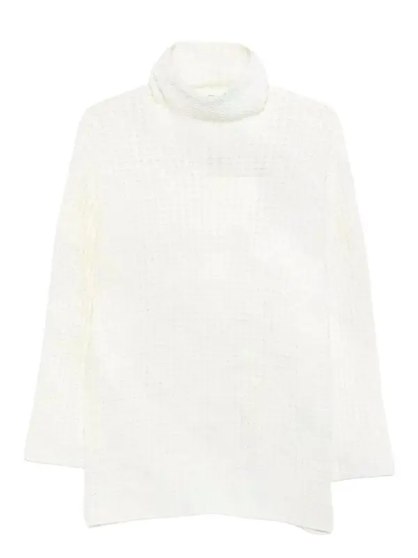 TOTEME Waffle Knit Turtleneck Sweater - White