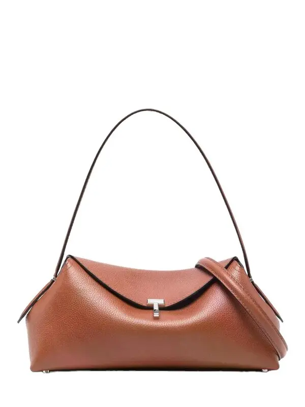 TOTEME Grained-leather T-lock Shoulder Bag - Brown