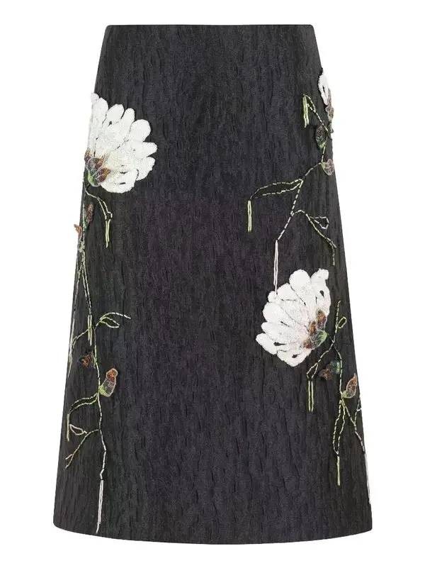 Simkhai Floral Embellished Midi Skirt - Black
