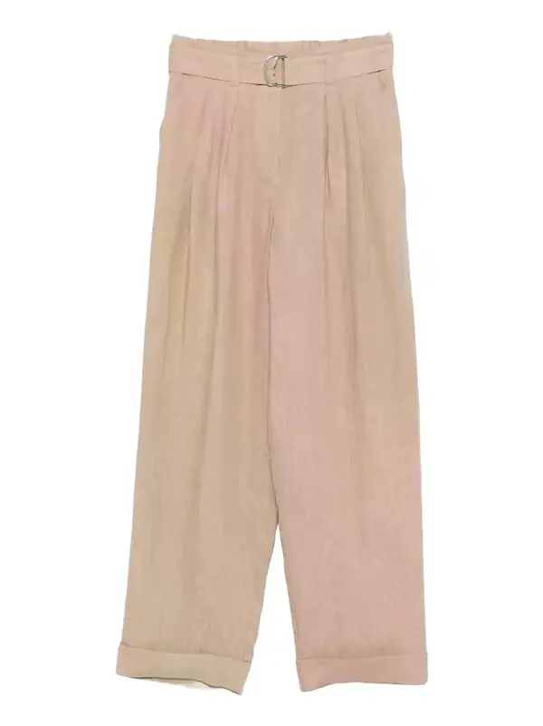 PANICALE Belted Pleated Trousers - Neutrals