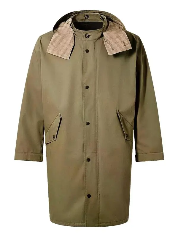 YVES SALOMON Hooded Check Parka - Green
