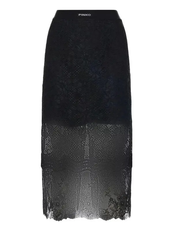 Pinko Lace Midi Skirt - Black