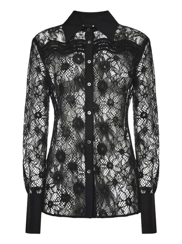Pinko Flower Lace Shirt - Black