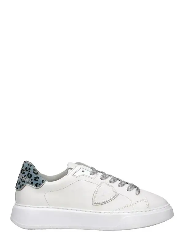 Philippe Model Temple Low Leopard Panel Sneakers - White