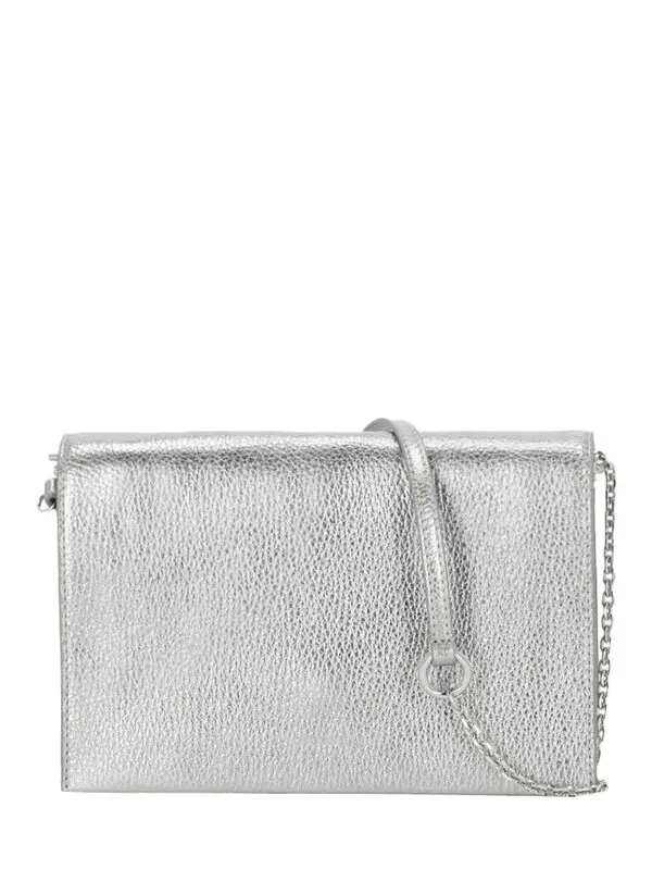 COCCINELLE Chain Leather Shoulder Bag - Silver