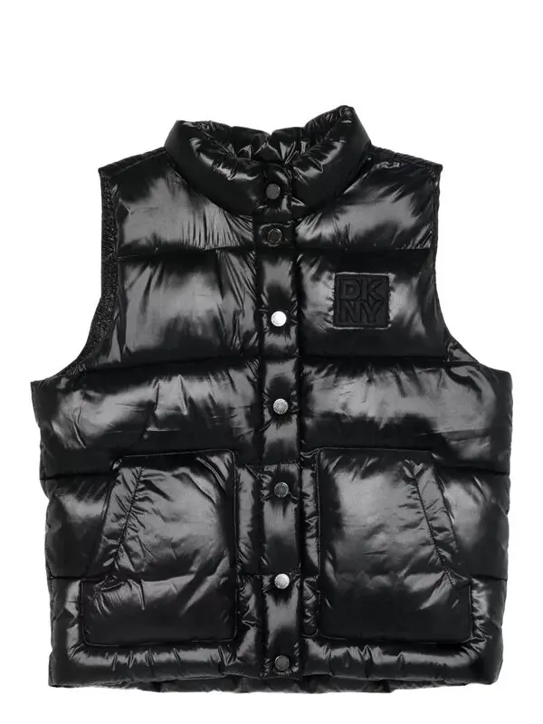 Dkny Quilted Press-stud Gilet - Black