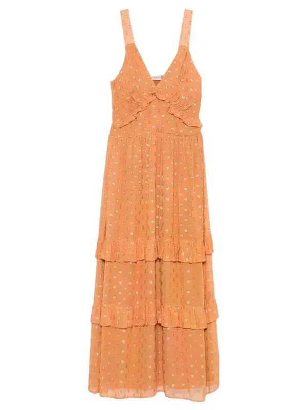 TWINSET Ruffled Tiered Maxi Dress - Orange