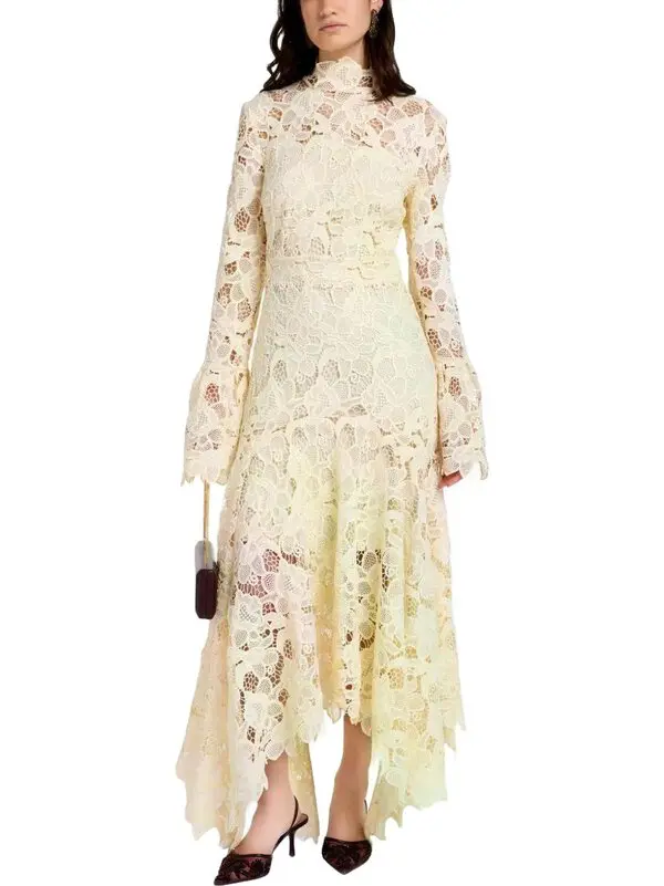 VASILIKI Leila Flared Lace Maxi Dress - Neutrals