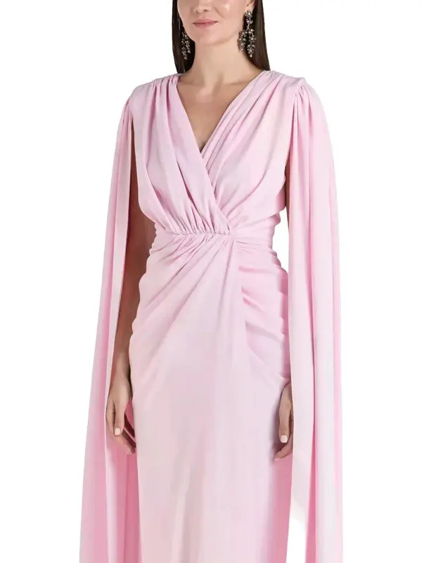 RHEA COSTA Evelyn Cape V-neck Maxi Dress - Pink