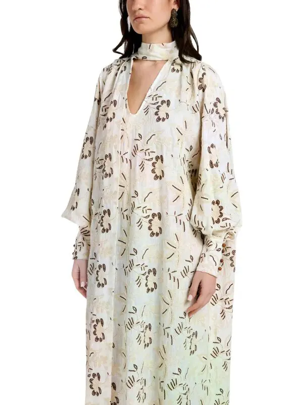 VASILIKI Mona Floral Maxi Dress - Neutrals