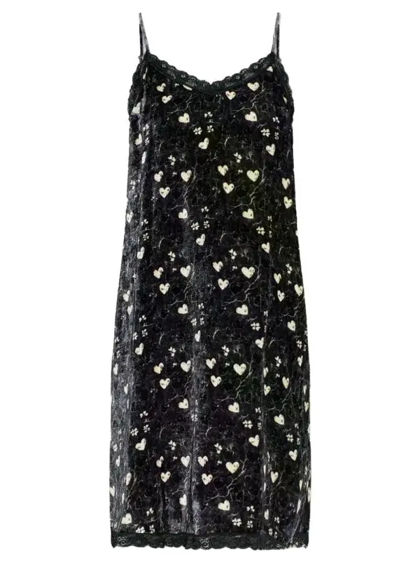 R13 Hearts Lace Trim Dress - Black