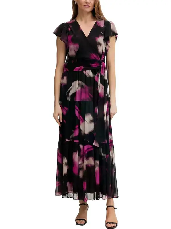 Dkny Ruffled Tie-waist Maxi Dress - Black