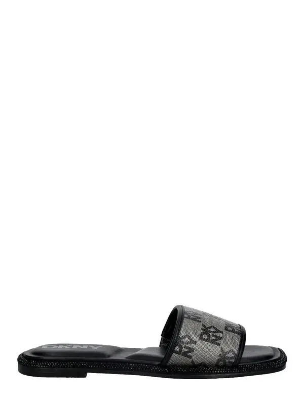 Dkny Logo Pattern Embellished Slides - Grey