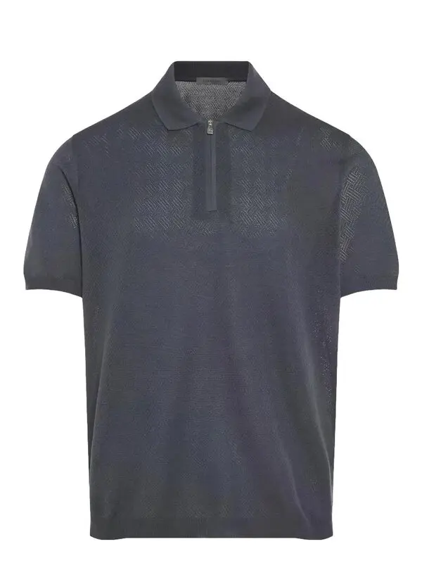 Corneliani Textured Half-zip Polo Shirt - Grey