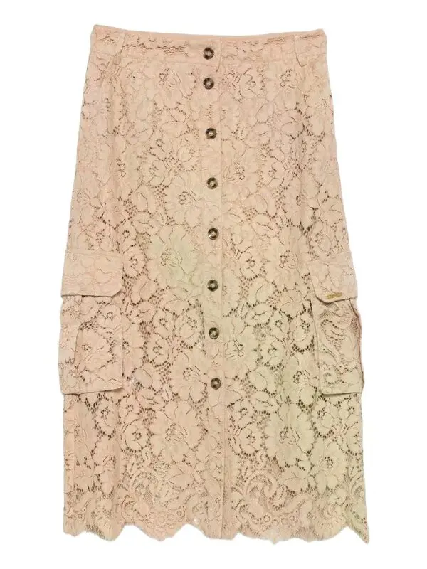 TWINSET Lace-detail Pocket Midi Skirt - Neutrals