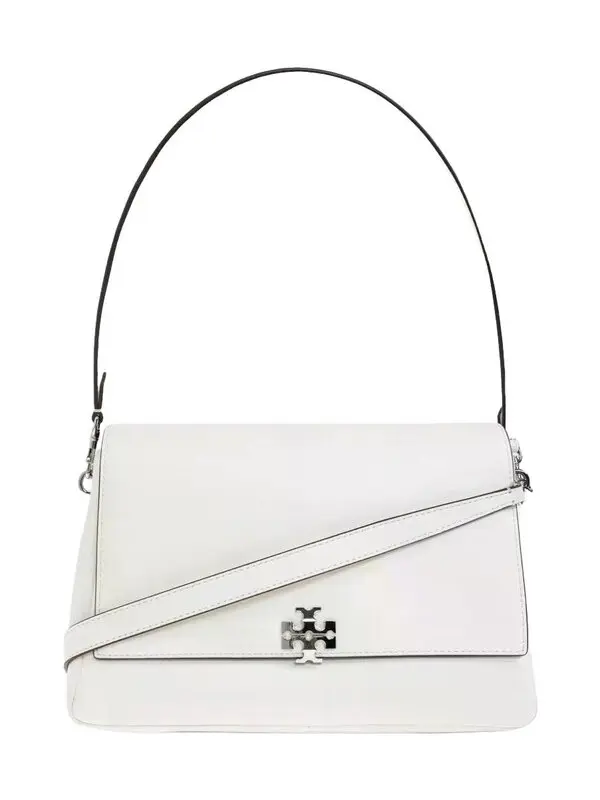 Tory Burch Leather Charlie Logo Shoulder Bag - White
