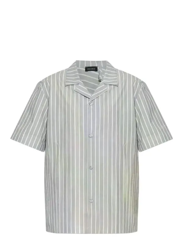Hanro Henley Striped Button Shirt - Grey