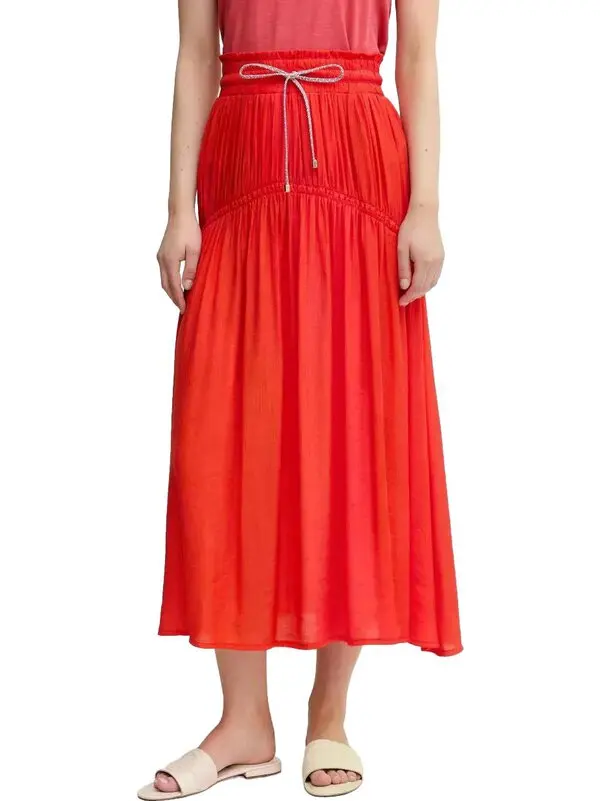 LA PETITE FRANÇAISE Josette Drawstring Maxi Skirt - Red