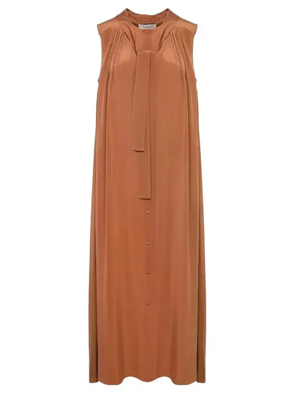 YVES SALOMON Sleeveless Shirt Midi Dress - Brown