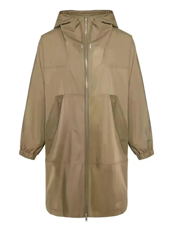 YVES SALOMON Hooded Zip Coat - Green