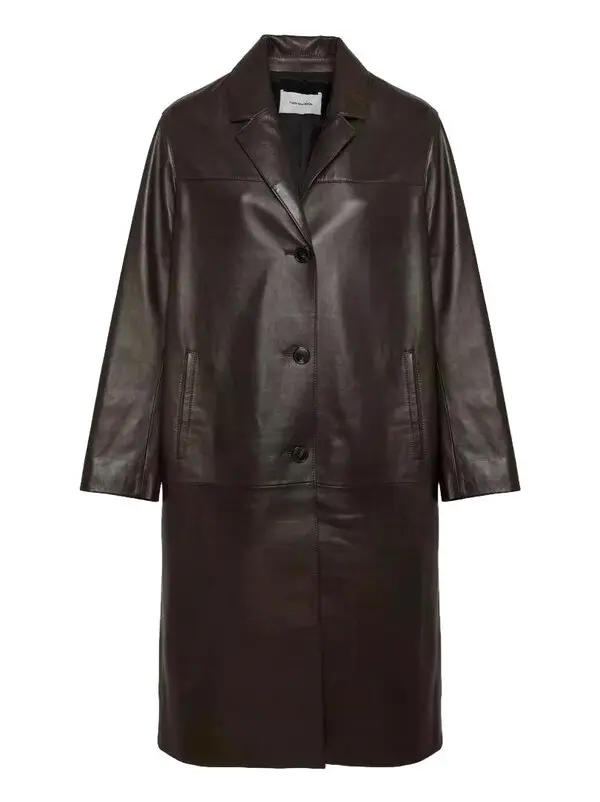 YVES SALOMON Straight Leather Coat - Brown