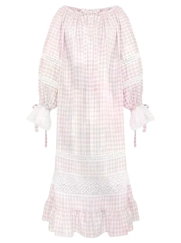 Sleeper Romantica Gingham Maxi Dress - Pink