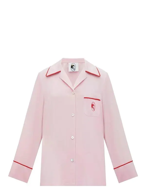 Sleeper Contrast-trim Pajama-style Shirt - Pink