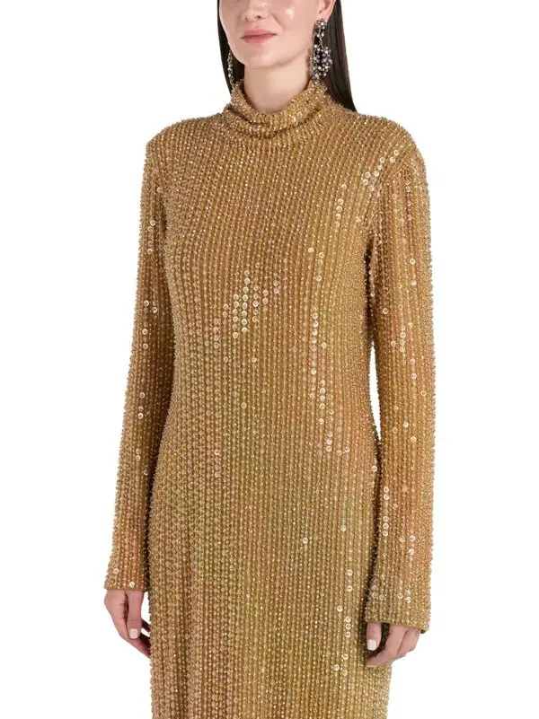 ILTA Sequin Roll-neck Maxi Dress - Gold