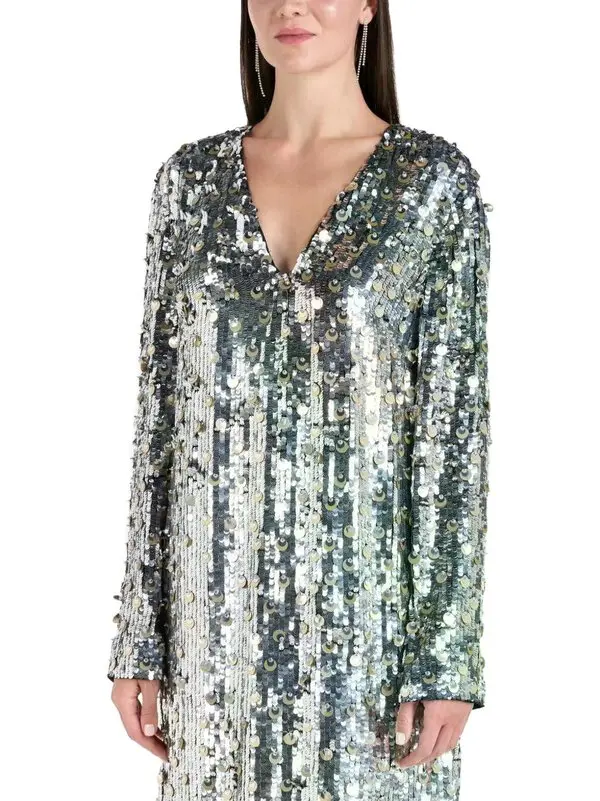 ILTA Blaise Sequin V-neck Maxi Dress - Silver