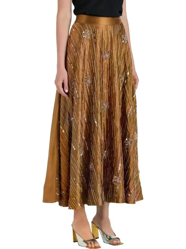 ILTA Rosie Sequin Embellished Midi Skirt - Gold