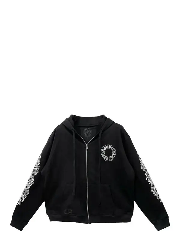 Chrome Hearts Floral Horseshoe Zip-up Thermal Jacket - Black