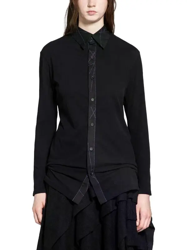 Yohji Yamamoto Stitched-detail Shirt - Black