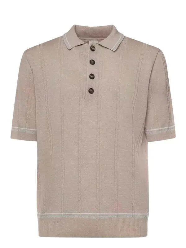Eleventy Stripe-detail Polo Shirt - Neutrals