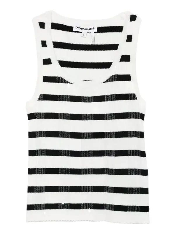 Dkny Striped Tank Top - White