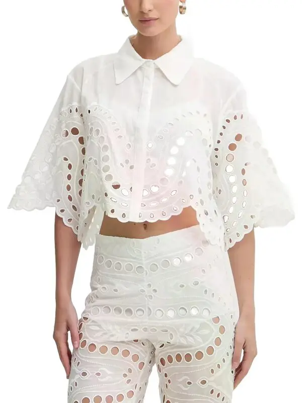 Charo Ruiz Ibiza Storm Scallop-trim Eyelet Blouse - White