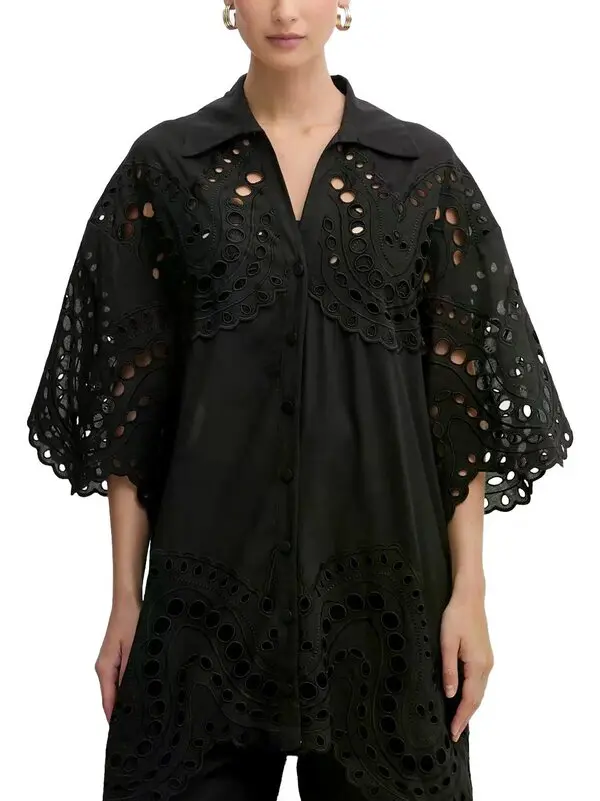 Charo Ruiz Ibiza Tao Eyelet Blouse - Black