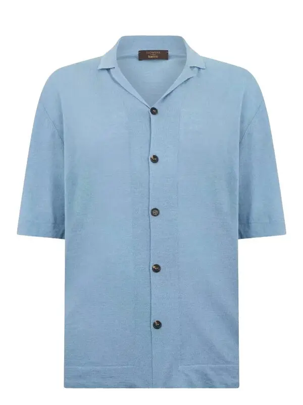 SLOWEAR Buttoned Short-sleeve Knitwear - Blue