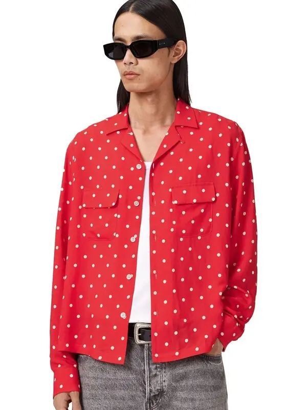ALLSAINTS Mini Polkadot Sheer Shirt - Chilli Pepper Red