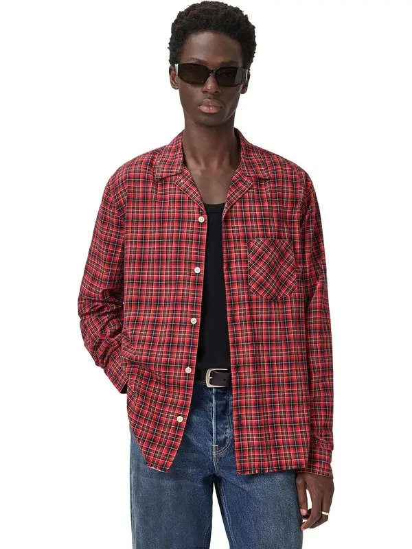 ALLSAINTS Felix Check Long Sleeve Shirt - Claret Red