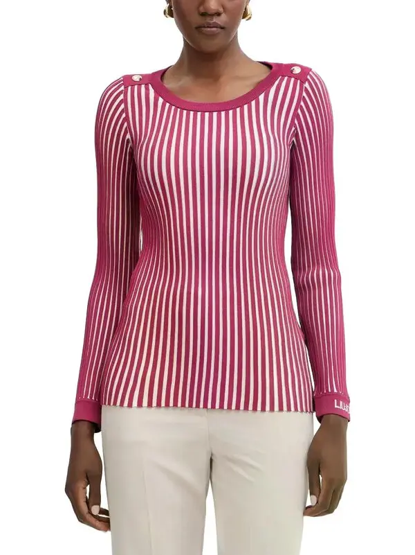 Liu Jo Striped Long Sleeve Sweater - Pink
