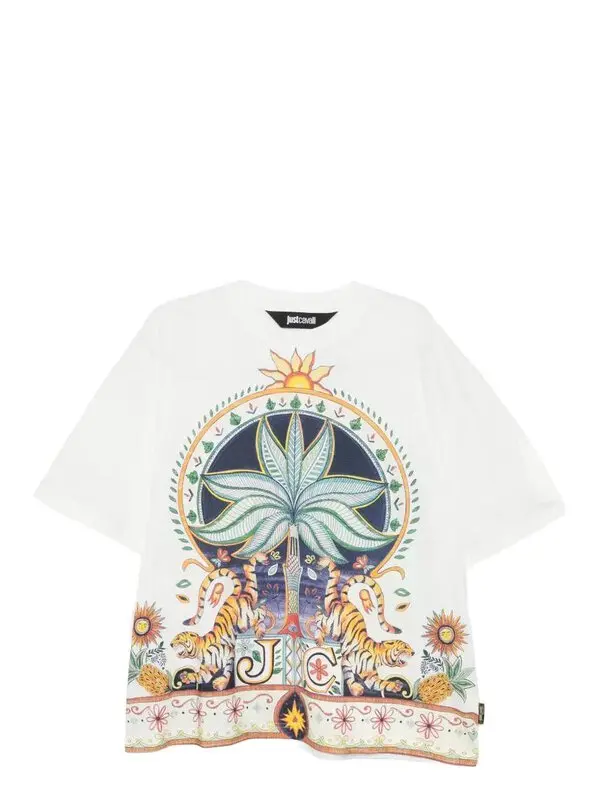 Just Cavalli Tiger Floral-print T-shirt - White