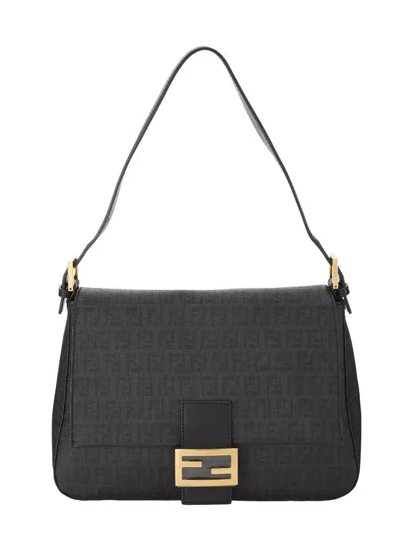 Fendi Zucchino Coated Mama Shoulder Bag - Black