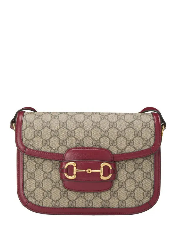 Gucci Original Gg Supreme 1955 Horsebit Shoulder Bag - Red