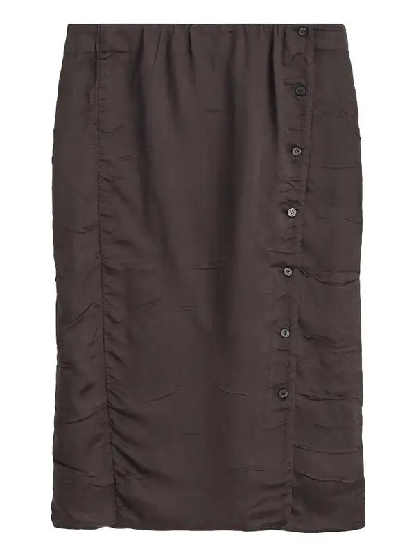 Cos Gathered Crinkled Midi Skirt - Brown