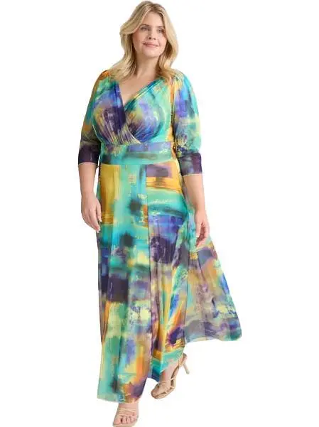 SCARLETT & JO Verity Abstract Print Maxi Gown - Abstract Multi