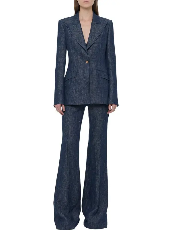 Gabriela Hearst Leiva Blazer Stone Washed Linen - Blue